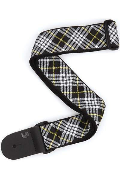 D'addario T20W1503 Gitar Askısı Dokuma Tartan Bk & Wt