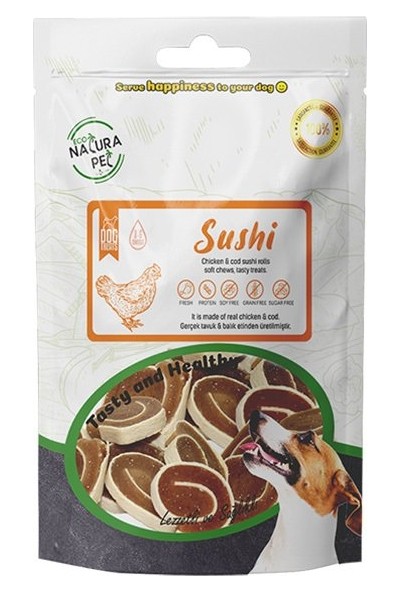Eco Natura Tavuk Etli Sushi Yumuşak Yuvarlak Köpek Ödülü 100 gr Eco Natura Tavuk Etli Sushi Yumuşak Yuvarlak Köpek Ödülü 100 gr