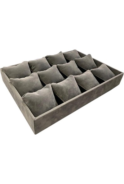 Sultan's 12 'li Çekmece Içi Deve Tüyü Gri Yerli Süet - Süet Yastıklı Saat Kutusu Sultan's 12 'li Çekmece Içi Deve Tüyü Gri Yerli Süet - Süet Yastıklı Saat Kutusu