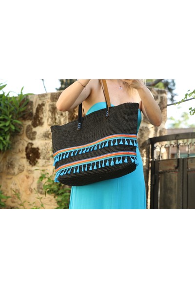 Sukoop Tassel Bag Kağıt Ip Örme Omuz Çantası Sukoop Tassel Bag Kağıt Ip Örme Omuz Çantası