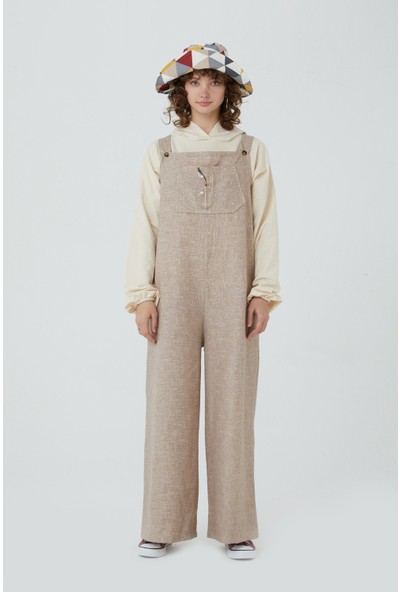 Ceylan Otantik Vizon Kanvas Salopet Tulum