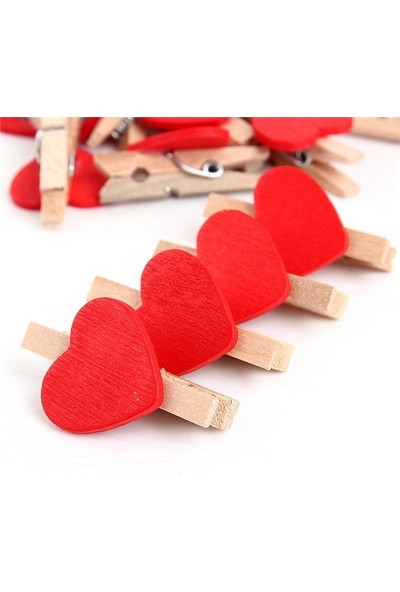 Tamithalat 10'lu Kalp Şekilli Ahşap Mandallar 3.5 cm (10'lu Set-10 Paket)