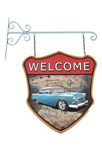 Tamithalat Dekoratif Çift Yönlü Welcome&motor Temalı Ferforje Askı