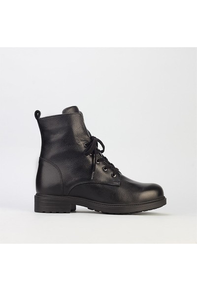 Cabani Hakiki Deri Siyah Kadın Kürklü Bot