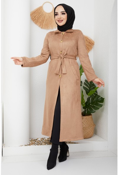 İmaj Butik Kemer Detaylı Süet Kap/camel İmaj Butik Kemer Detaylı Süet Kap/camel