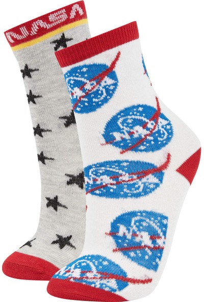 DeFacto Kız Çocuk NASA Lisanslı Pamuklu 2'li Uzun Çorap W2176A621WN