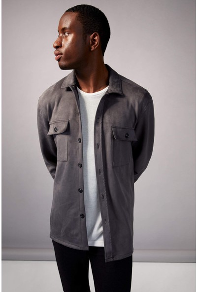 DeFacto Regular Fit Süet Gömlek Ceket T6266AZ22SP