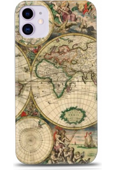 Ecezum Apple iPhone 11 Harita Desenli Telefon Kılıfı