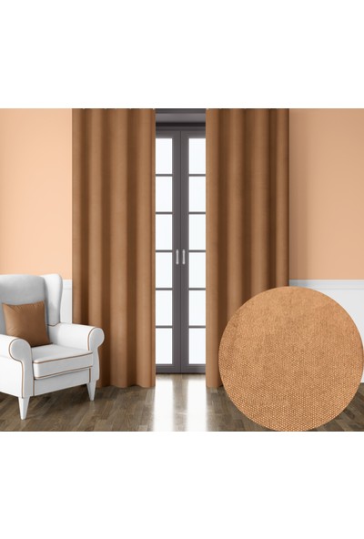 Demor Home Kadife Dokulu Ekstrafor Büzgülü Kaju Rengi Yüksek Kalite Fon Perde Tek Kanat Demor Home Kadife Dokulu Ekstrafor Büzgülü Kaju Rengi Yüksek Kalite Fon Perde Tek Kanat