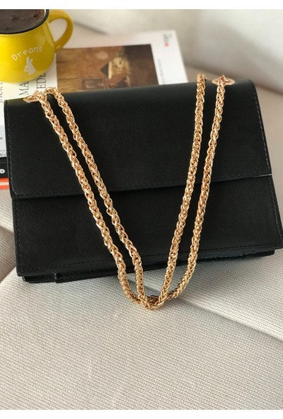 Karanfilden Çanta Zincirli Omuz ve Çapraz Klasik Siyah Kadın Çanta