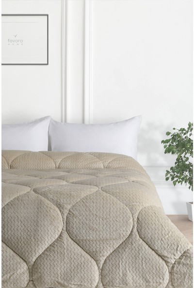 Merinos Merinos Fashion Zigzaglı Çift Kişilik Micro Yorgan - Vizon