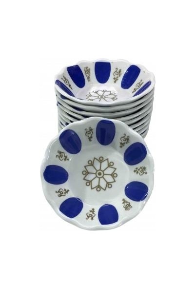 Leva Akel Melamin 12'li Çay Tabağı Mavi Beyaz