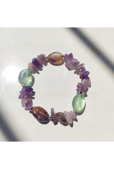 By Lena Design Ametist ve Florit Taşlı Pozitif Enerji Veren Şans Bilekliği By Lena Design Ametist ve Florit Taşlı Pozitif Enerji Veren Şans Bilekliği