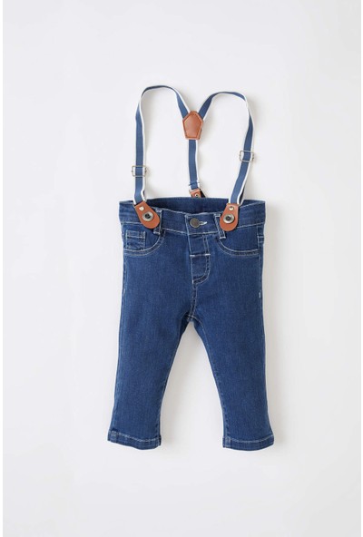 DeFacto Erkek Bebek Regular Fit Askılı Jean Pantolon X0336A221WN