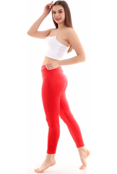 Civetta Kırmızı Kadife Bayan Tayt