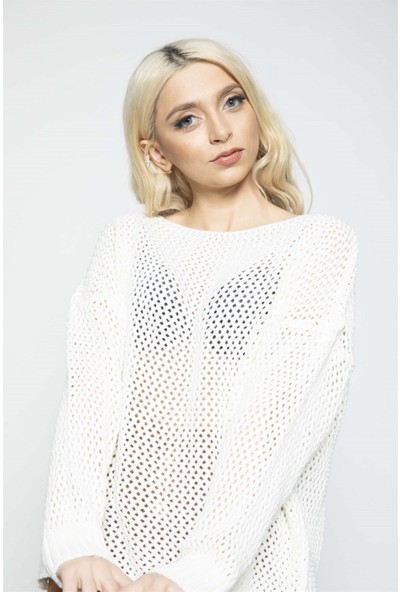 Mark Jovia Delikli Krem Renkli Kazak