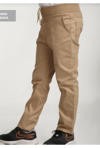 HMZ Çocuk Ribana Bel Camel Kanvars Okul Pantolonu
