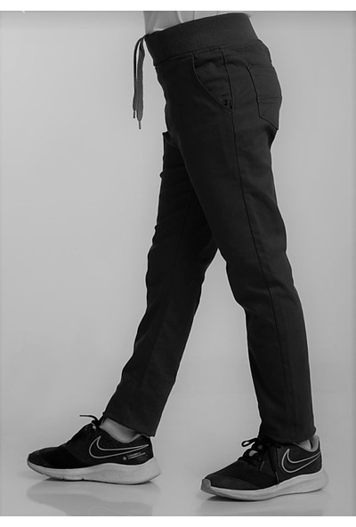 HMZ Çocuk Ribana Bel Füme Kanvars Pantolon