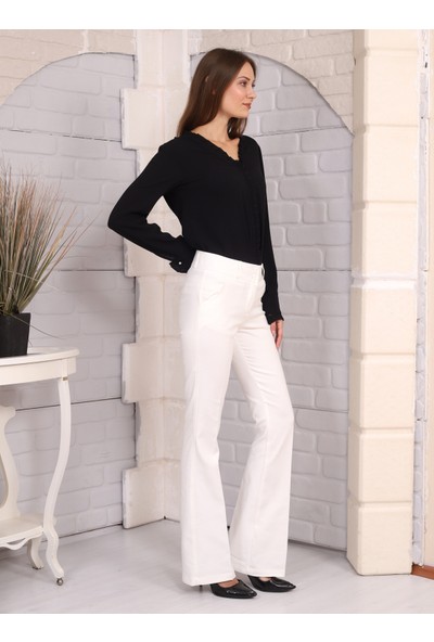 Maga Store Kadın Siyah Ispanyol Paça Kumaş Pantolon Maga Store Kadın Siyah Ispanyol Paça Kumaş Pantolon