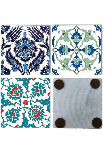 Tink Bardak Altlığı Doğal Taş Çini Esintisi Tink Bardak Altlığı Doğal Taş Çini Esintisi