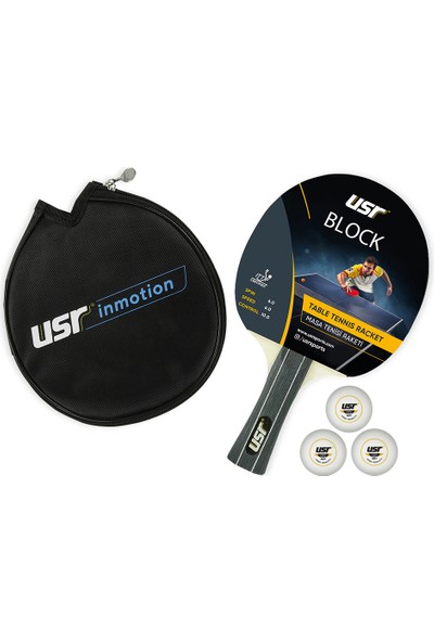 USR Block-RC Masa Tenisi Raket + 3 Top + Kılıf Set USR Block-RC Masa Tenisi Raket + 3 Top + Kılıf Set