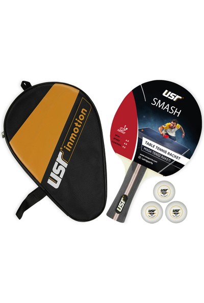 USR Smash-RC Masa Tenisi Raket + 3 Top + Kılıf Set