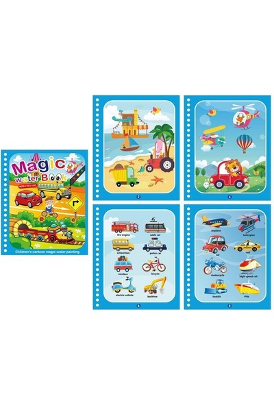Water Painting - Sihirli Özel Sulu Kalem ile Boyama Kitabı Araçları Tanıma
