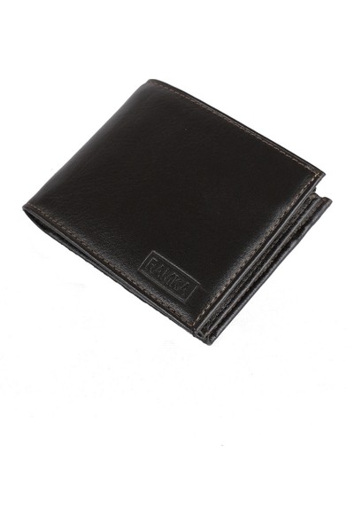 Kamus Koyu Kahverengi Yatay Fermuarlı Erkek Deri Cüzdan