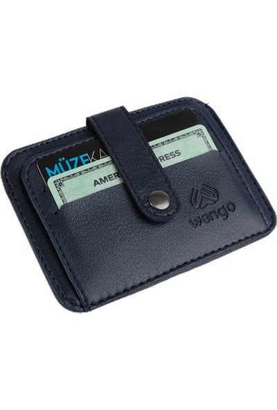 Kamus Çıtçıtlı Lacivert Deri Kartlık