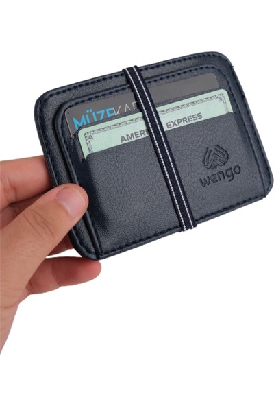 Kamus Lastikli Lacivert Deri Kartlık Kamus Lastikli Lacivert Deri Kartlık