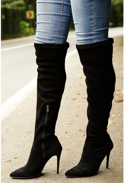 Trendbu Ayakkabı Kadın Siyah Streç Çizme