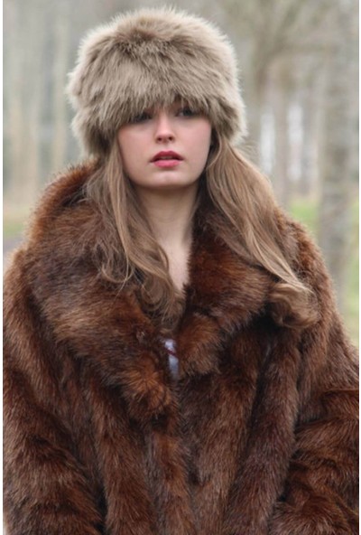 Külah Kadın Cossack Kalpak Kürklü Kahve Şapka