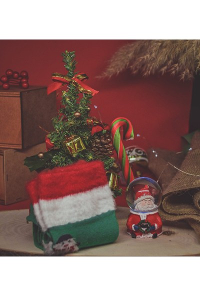 Greensee Yılbaşı Özel Çam Ağacı & Yılbaşı Temalı Çorap & Noel Baba Kar Küresi& Kırmızı Kupa & Baston Şeker