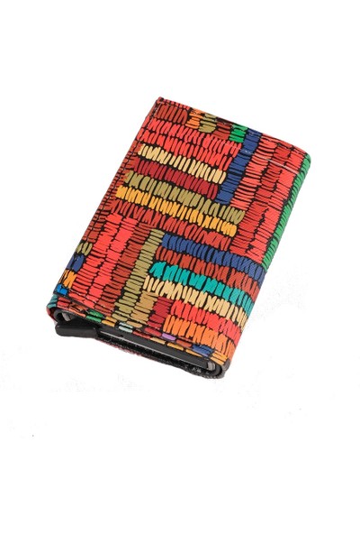 Kamus Otantik Çizgi Desen Kadın Cüzdan Kartlık