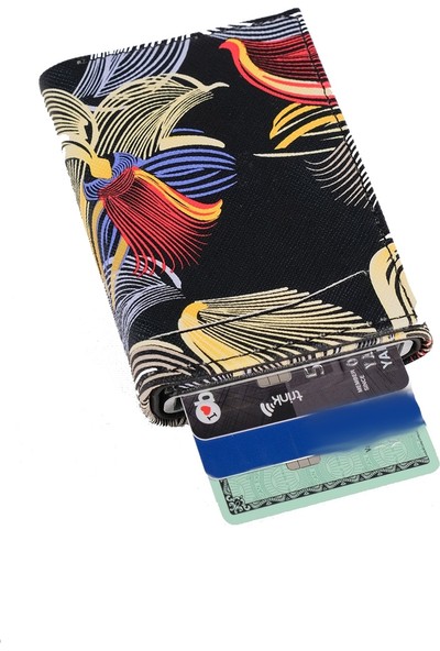 Kamus Otomatik Büyük Çiçekli Kadın Cüzdan Kartlık