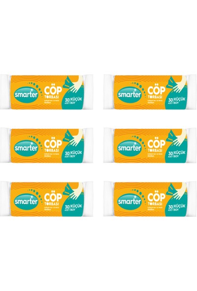 SMARTER 6 LI KÜÇÜK BOY ÇÖP TORBASI MİNİ 40x50cm ( Çöp Poşeti )