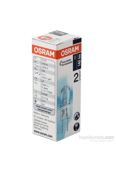 Osram Halostar Halojen Ampul 12/10 İğne Bacak Osram Halostar Halojen Ampul 12/10 İğne Bacak