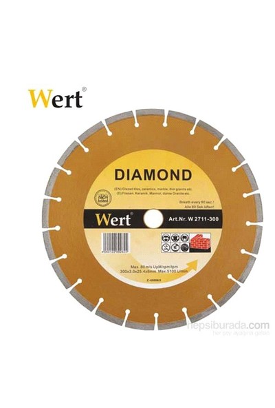 Wert 2711-230 Granit-Mermer Elmas Testere (230Mm) Wert 2711-230 Granit-Mermer Elmas Testere (230Mm)