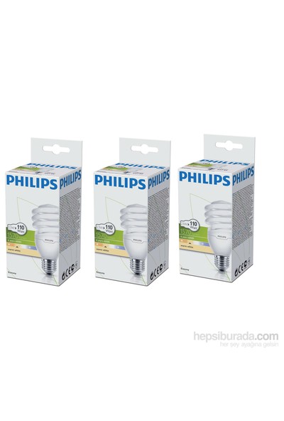 Philips Econtwister 23W E27 Duy Warmwhite 3'Lü Paket Sarı Işık
