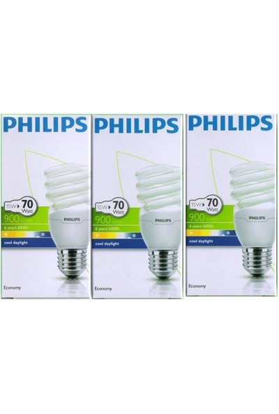 Philips Econtwister 15W E27 Duy Cooldaylight 3'Lü Paket Beyaz Işık