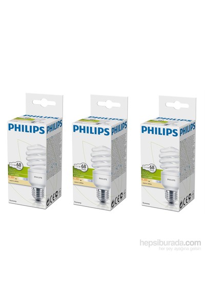 Philips Econtwister 15W E27 Duy Warmwhite 3'Lü Paket Sarı Işık