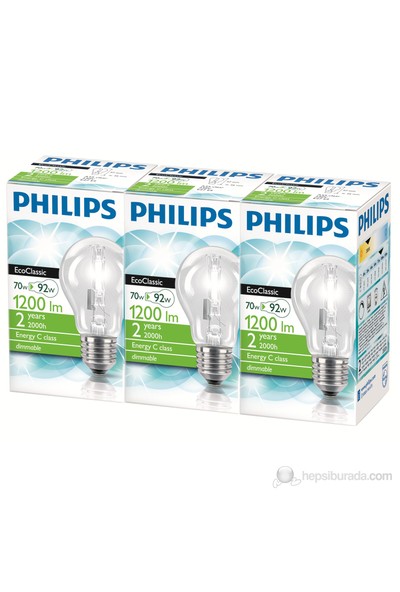 Philips Promo 2+1 Ecoclassic30 A55 70W E27 - Sarı Işık