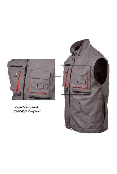 Ssm Harman Karışımı Özel Tasarım Teknik Yelek Gri