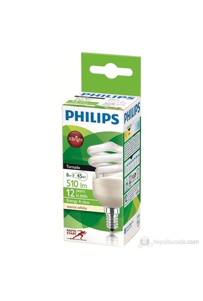 Philips Econ Twister 8W WW E14 - Sarı Işık