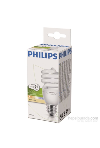 Philips EconomyTwister 20W Sarı Işık Normal Duy Philips EconomyTwister 20W Sarı Işık Normal Duy
