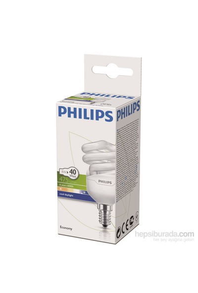 Philips EconomyTwister 8W Beyaz Işık E14 İnce Duy Philips EconomyTwister 8W Beyaz Işık E14 İnce Duy