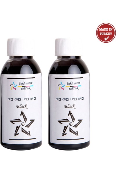 Ink Hunter Tüm Modeller Için Uyumlu 2X100 ml Siyah Mürekkep Seti Ink Hunter Tüm Modeller Için Uyumlu 2X100 ml Siyah Mürekkep Seti