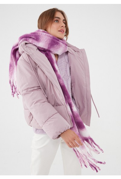 Mavi Batik Mor Atkı