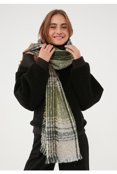 Mavi Kareli Yesil Atkı