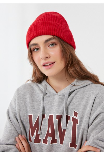 Mavi Katlamalı Kırmızı Bere Mavi Katlamalı Kırmızı Bere